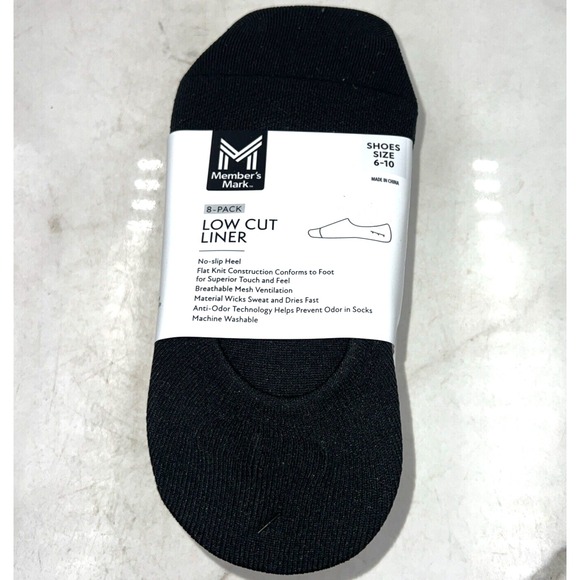 Member's Mark | Accessories | Members Mark Socks Size 6 Black Low Cut ...